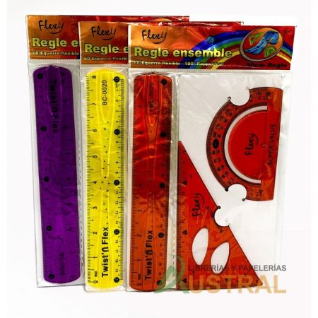 Flexy Translucent Unbreakable Flexible Geometry Set with Ruler ...