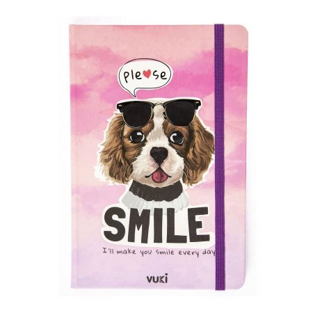 Vuki Notebook A5 Plain Off-White Paper With Elastic Dog Design#Vk01007 ...