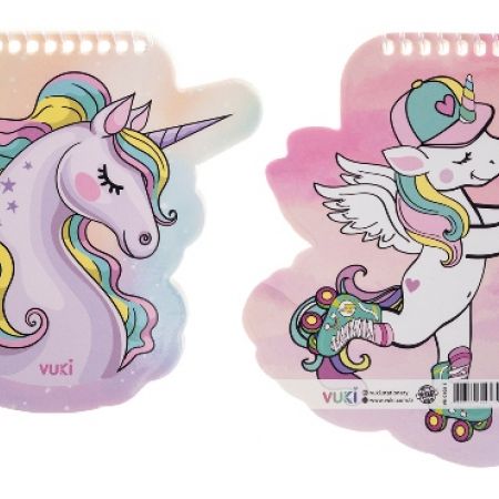 Vuki Spiral Notebook Small A6 Plain Off-White Paper Unicorn Shape # ...