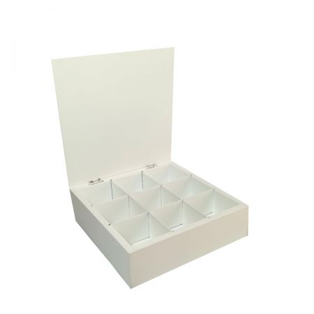 Flow Wooden T-Box Tea Box White - 27 x 23 x 8 cm - Makhsoom