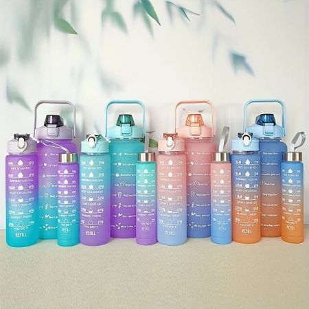 Set of 3 Gradient Rainbow Water Bottles - Pink - Makhsoom