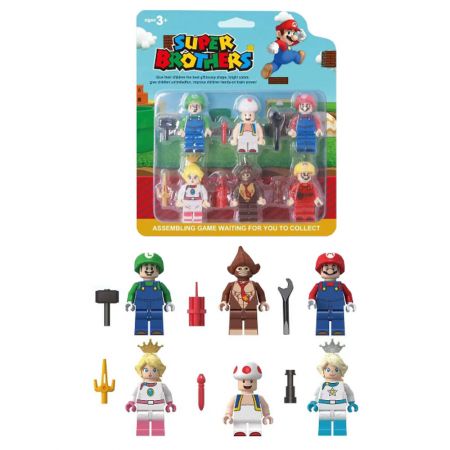 Set of Super Mario Luigi Peach Princess Mushroom Mini Figures 6 Pcs 3 ...