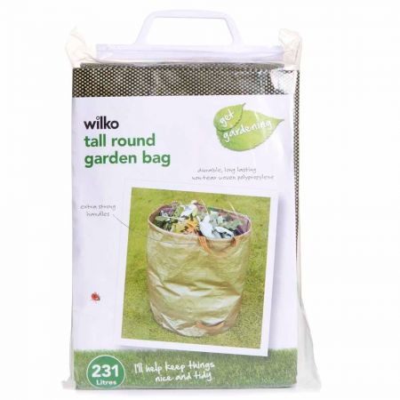 Wilko Tall Round Garden Bag With Extra Strong Handles 231 L Black/Beige ...