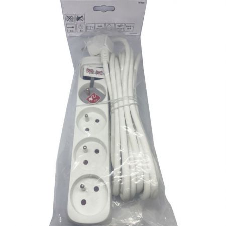 Emil Lux Flat Plug Socket Outlet With 4 Outlets And Switch 5 m - Makhsoom