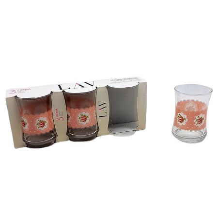 Lav Set of Glass Cup Lune 355 SB2610 - 3 Pieces - Makhsoom