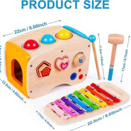 Rolimate Wooden Musical Hammering & Pounding Bench 18 M+ - Makhsoom