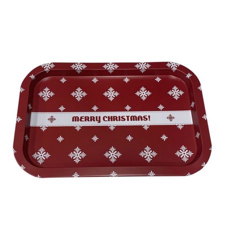 Christmas Plastic Rectangular Serving Tray 30 x 22 Cm - Makhsoom