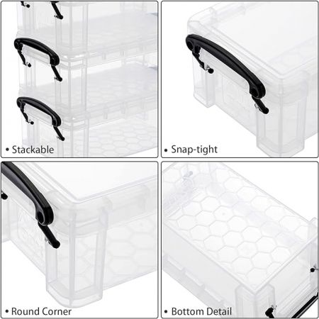 Mini Clear Plastic Storage Box with Locking Lid 7 x 12 cm - Makhsoom