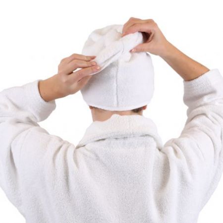 Set Of Terry Cloth Cotton Hair Turban Towels White 2 Pcs - Makhsoom