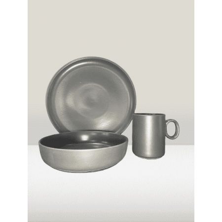 Set Of Terracotta Black Matte Dinnerware Set 6 Plates, 6 Bowls & 6 Mugs ...