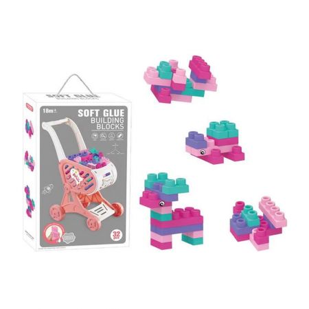 Bulding Blocks Set With Trolley Stroller 60 Pcs 3+ Years - 42 x 26.5 x ...