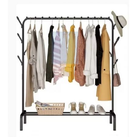 3 In 1 Garment Cloth Stand Rack 110 x 40 x 150 cm Black - Makhsoom