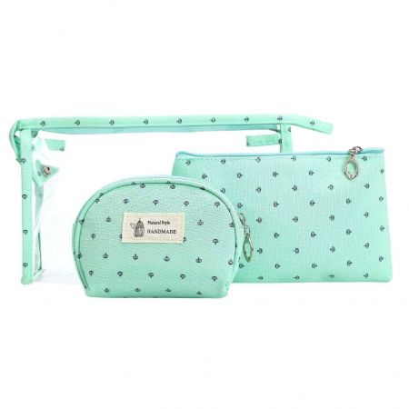 Set Of Natural Style Handmade Portable Cosmetic Bags Mint Green 3 Pcs ...