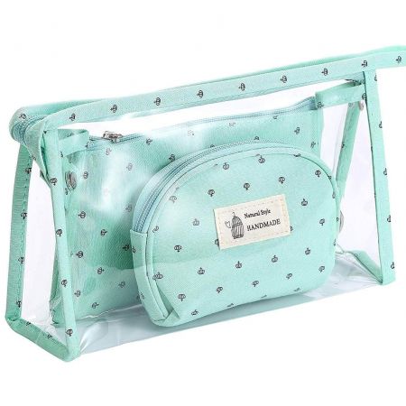 Set Of Natural Style Handmade Portable Cosmetic Bags Mint Green 3 Pcs ...