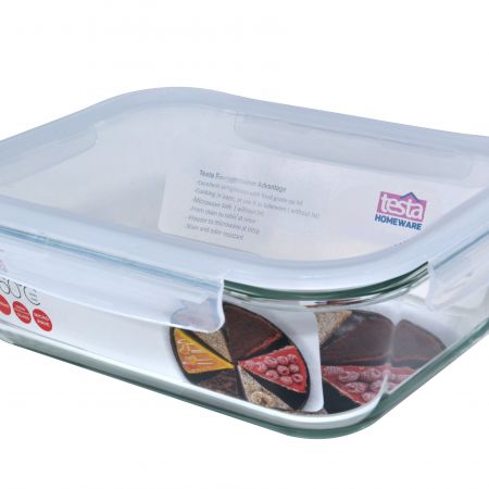 Testa Food Container Rectangle Glass - 640 ml - Makhsoom