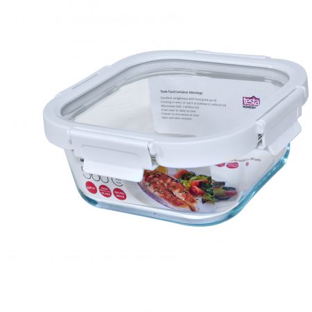 Testa Food Container Square New Glass - 520 ml - Makhsoom