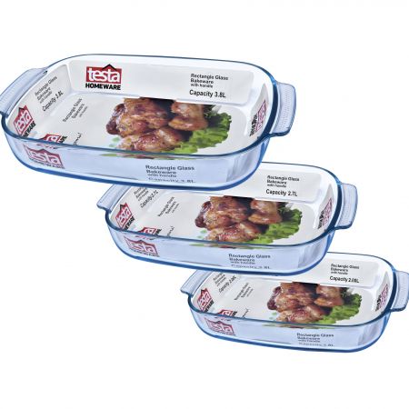 Testa Set of High End Borosilicate Glassware Rectangular Bakeware With ...