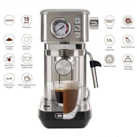 Ariete Moderna Metal Espresso Maker 15 Bar - 1300 W - Black - Makhsoom
