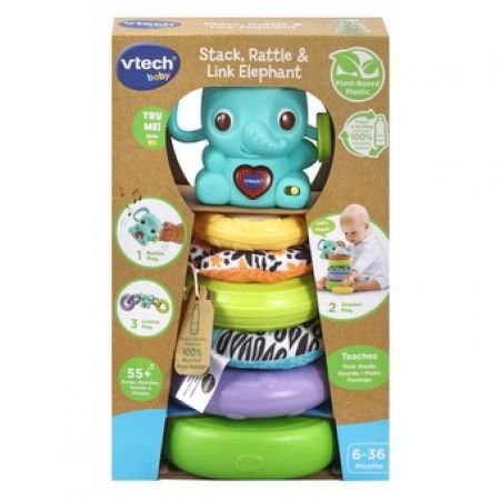 Vtech Stack Rattle & Link Elephant English Version 6+ Months - Makhsoom