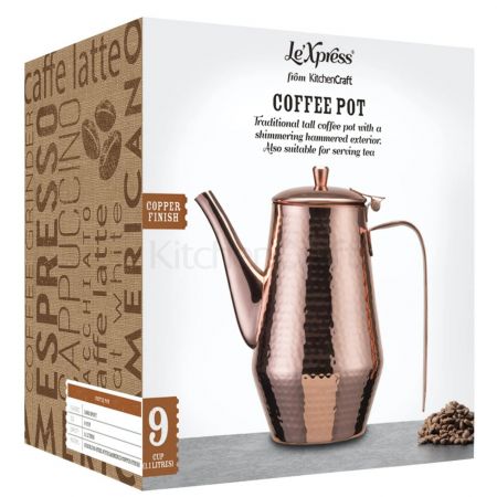 KitchenCraft LeXpress Stainless Steel Hammered Copper Finish Coffee Pot ...