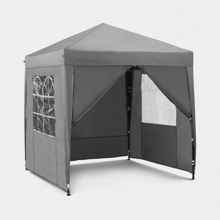VonHaus Pop Up Gazebo Grey Garden Marquee Removable Side Panels - 2 x 2 ...