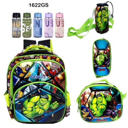 Genius 3D Character Kids School Bag 5 Pcs Set 16" - 1622gs - Makhsoom