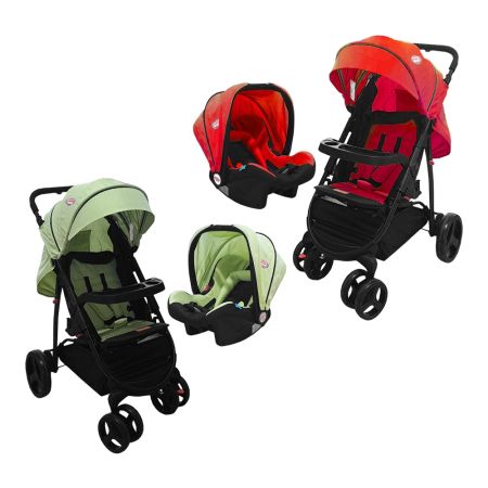 Modern Baby Stroller With Car Seat - Red - Makhsoom
