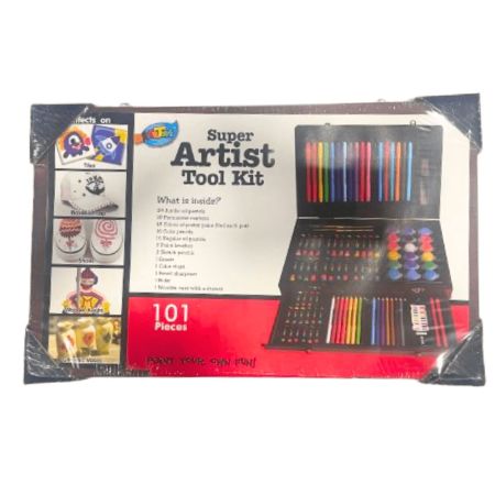 Super Artist Tool Kit With Wooden Suitcase 101 Pcs - 3+ - Makhsoom