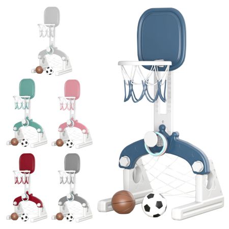 Adjustable Basketball Hoop And Football Goal Combo Set - Green - Makhsoom