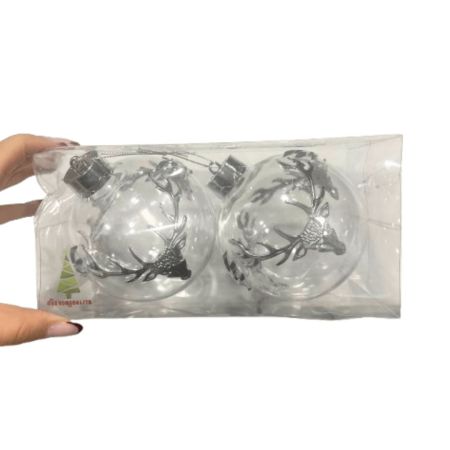 Transparent Round Clear Christmas Plastic Balls 2 Pcs Diam. 10 cm ...