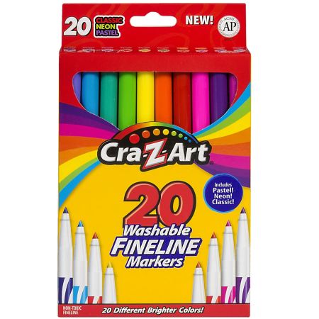 Cra-Z-Art 20 Washable Fineline Markers 3+ Years - Makhsoom