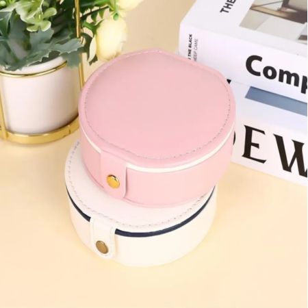 Jewelry Round Organiser Box 11 x 10 x 3.5 cm - Light Pink - Makhsoom