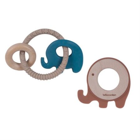 Bebe Confort Set of Teething Rings Wood & Silicone 2 Pcs 4+ Months ...