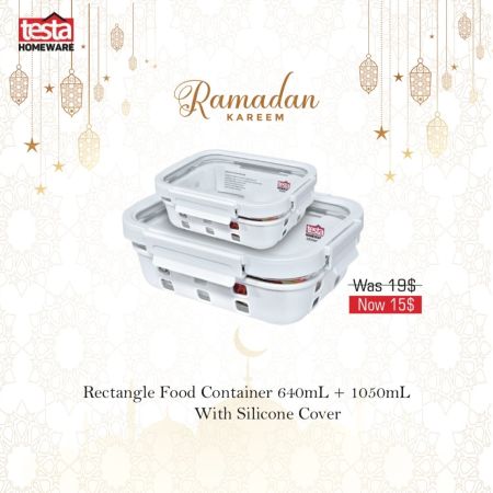 Testa Ramadan Offer Set of Food Container Rectangular 640 and 1050 ml 2 ...
