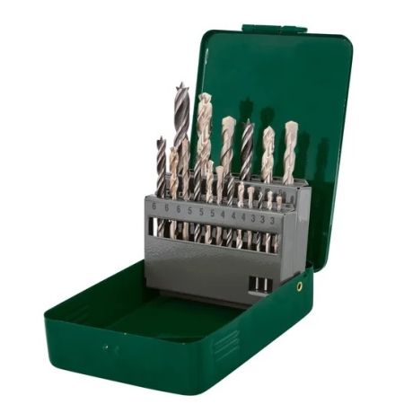 Parkside Drill Bit Set in a Metal Box 18 Pcs - Makhsoom