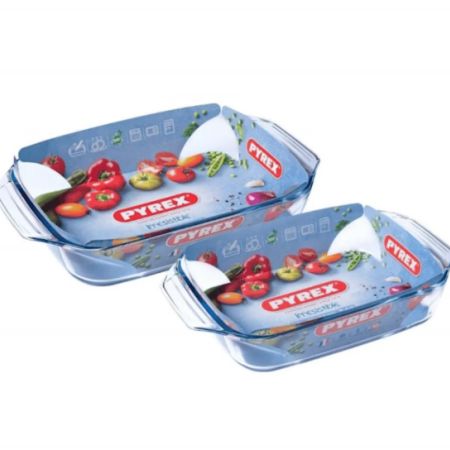 Pyrex Borosilicate Glass Irresistible Glass Rectangular Roaster Set Of ...