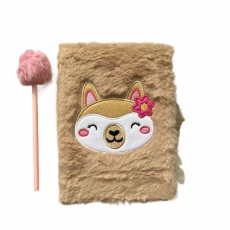 Crelando Notebook With Fluffy Cover & Pencil - Llama Design - Makhsoom