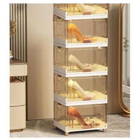 Contemporary 5-Layer Storage Cabinet with Dark Transparent Drawers (AS ...