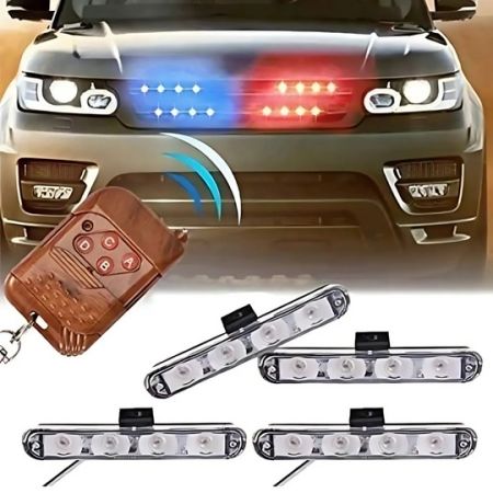 LED Police Lights for Car FSO Strobe Light Wireless Remote Ambulance ...