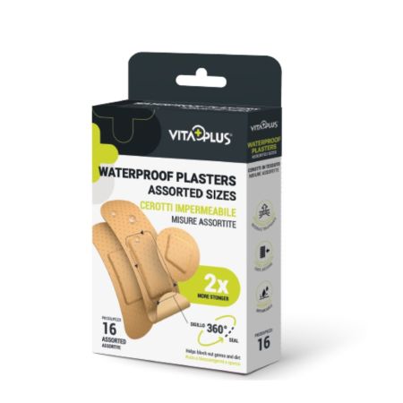 Vitaplus Waterproof Plaster Assorted 16 Pcs - 22 mm - Makhsoom