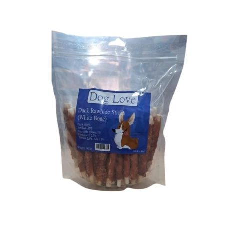 Dog Love Duck Rawhide Sticks (White Bone) For Dogs 500 g - Makhsoom