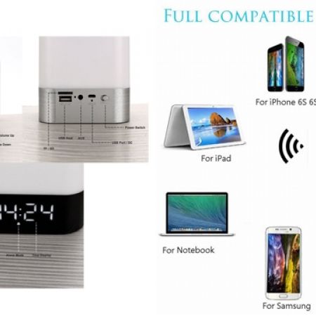 Musky Mini LED Speaker Bluetooth 3D Surround Stereo With Clock Alarm ...