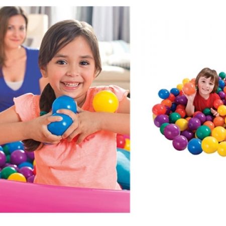 Intex Small Plastic Multi-Colored Fun Ballz 100 Balls - Makhsoom