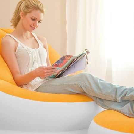 Intex Inflatable Colorful Cafe Chaise Chair With Foot Rest - Orange ...