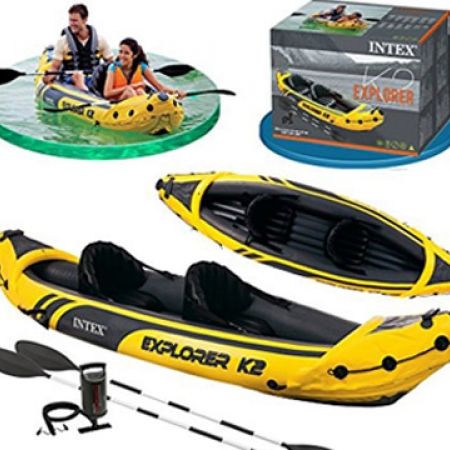 Intex Inflatable Explorer K2 Kayak & Paddles With Air Pump & Oars 312 x ...