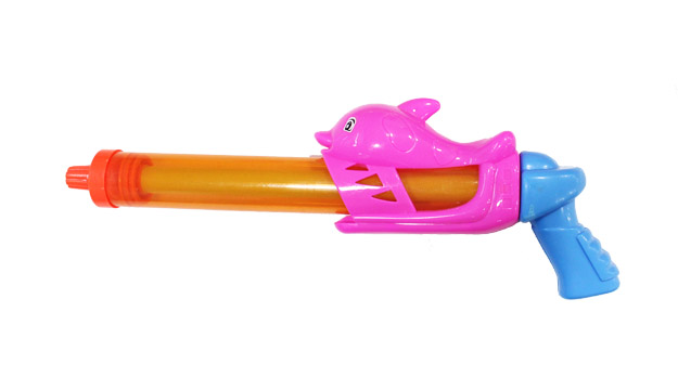 Dolphin Water Shoot Plastic Gun - Orange/Blue - Makhsoom