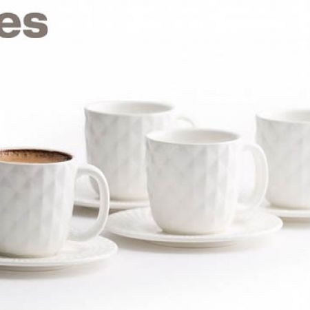 Stokes Set Of 4 Tropical Espresso Cups With 4 Saucers 90 ml - Makhsoom