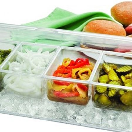 Condiment Server On Ice With 4 Removable Containers Serving Tray - Makhsoom