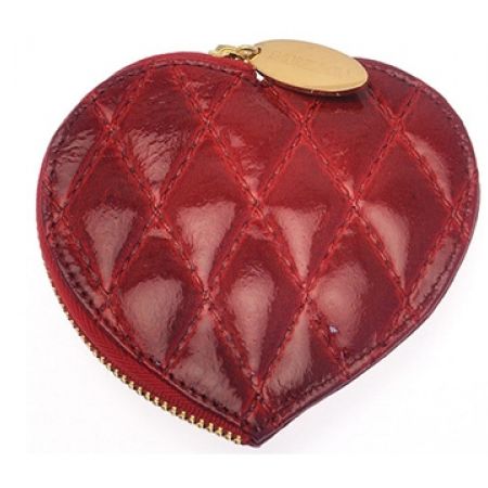 Morellato Red Genuine Leather Heart Shape Wallet With Zip - Makhsoom