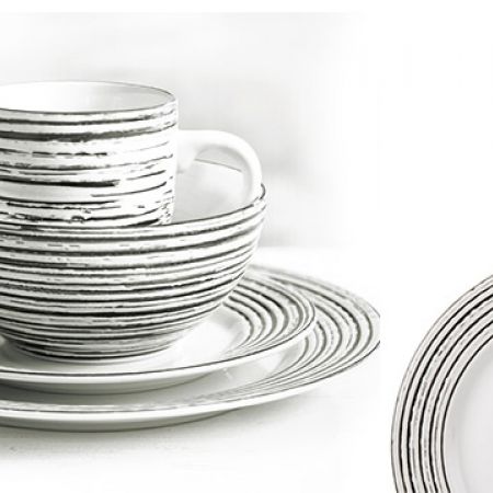 Stokes Stoneware White Birch Dinnerware Set 16 Pcs - Makhsoom